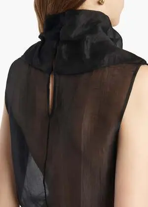 Khaite Zelda Silk Organza High Neck Top