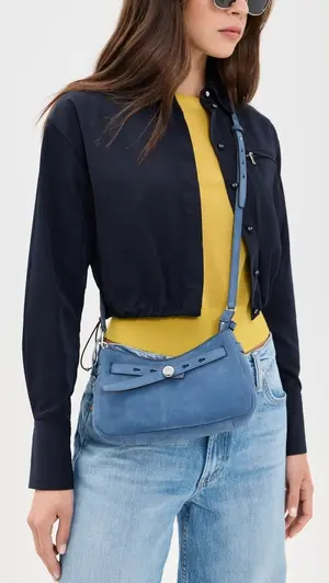 Tory Burch Romy Nubuck Zip Top Crossbody Bag - Soft Blue