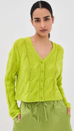 Sablyn Jolie Cropped Cashmere Cable Cardigan