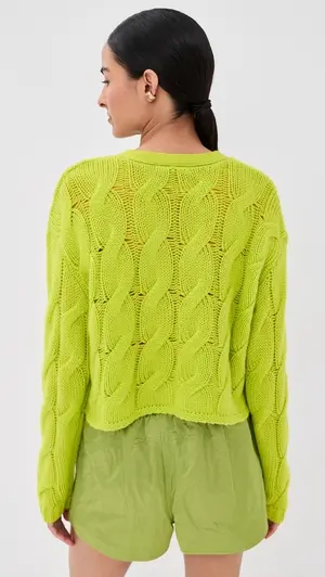 Sablyn Jolie Cropped Cashmere Cable Cardigan