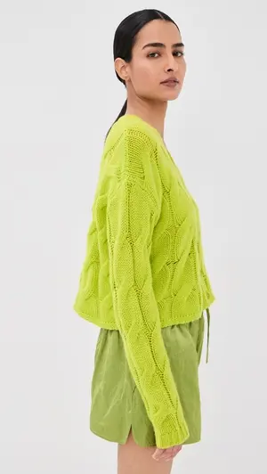 Sablyn Jolie Cropped Cashmere Cable Cardigan