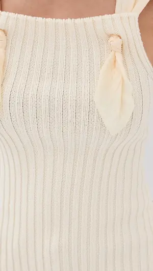 Ossou Ribbed Knit Tank Top With Square Neck And Adjustable Straps