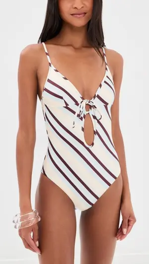 Onia Soleil One Piece Swimsuit With Front Cutout And Tie