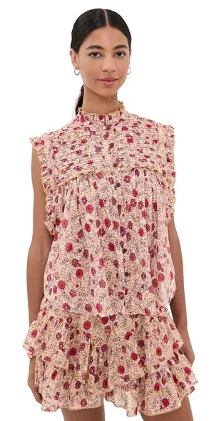 Isabel Marant Étoile Dersia Top - Ecru/raspberry