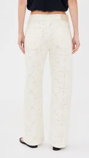 Citizens Of Humanity Lindz Straight Jeans With Embroidered Eyelets - Blanc