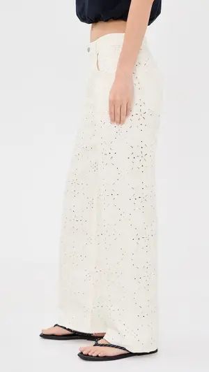 Citizens Of Humanity Lindz Straight Jeans With Embroidered Eyelets - Blanc