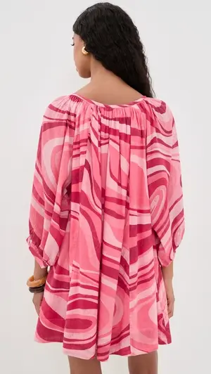 CONIGLIO PALM BEACH Shirred Abstract Print Mini Dress
