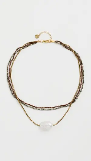 Maison Irem Triple Bronze Pearl Necklace