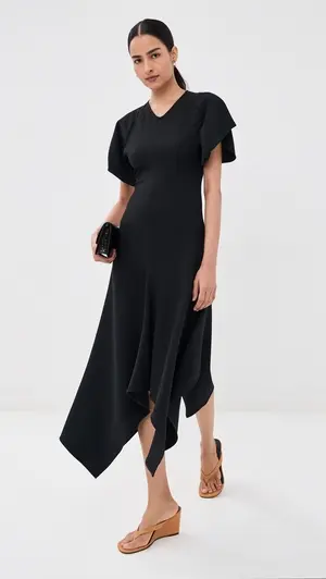 Victoria Beckham V Neck Draped Dress