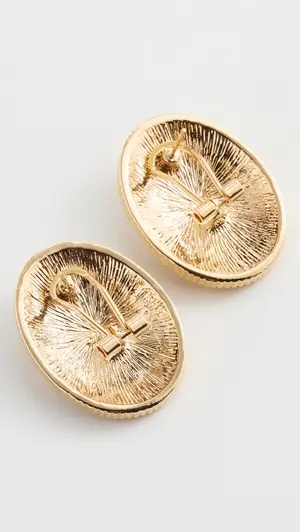 ADINA EDEN Colored Two-tone Stone Oval Stud Earrings
