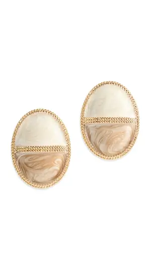 ADINA EDEN Colored Two-tone Stone Oval Stud Earrings