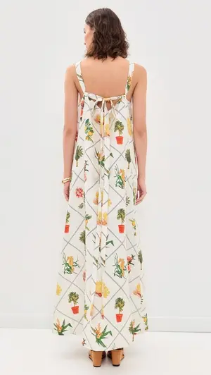 CONIGLIO PALM BEACH Low Back Tie Silk Maxi Dress