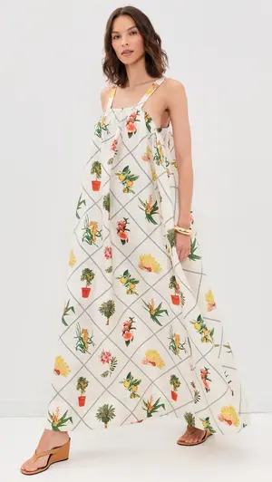 CONIGLIO PALM BEACH Low Back Tie Silk Maxi Dress