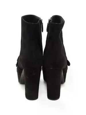 Prada Buckled Fringe Ankle Boots