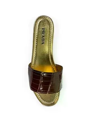 Prada Croc-embossed Leather Sandals