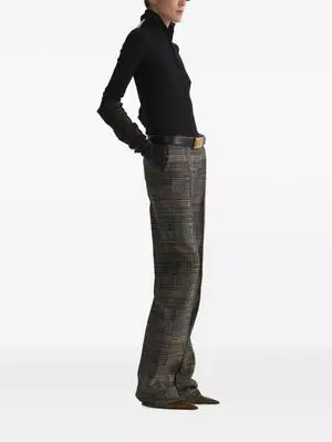 MUGLER Plaid Straight Leg Trousers