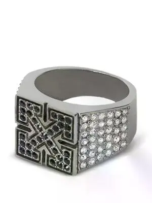 Off-White Embellished Arrow Ring