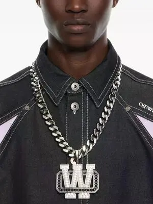 Off-White Bling Strass Curb Chain Necklace - Silver