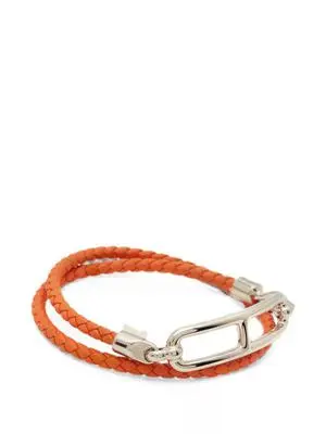 Hermès Roulis Braided Leather Bracelet With Signature Hardware