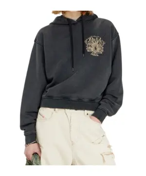 DIESEL® Hoodie With Prints And Rhinestone Studs