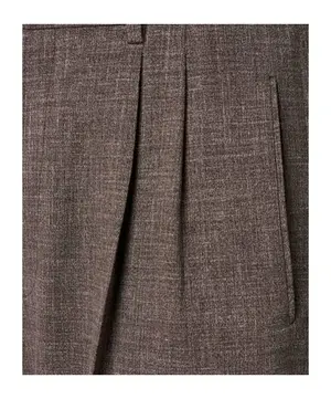 THE ROW Silk Linen Tailored Pleated Trousers