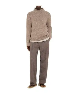 THE ROW Silk Linen Tailored Pleated Trousers