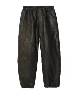 Burberry Cursive-logo Leather Trousers - Black