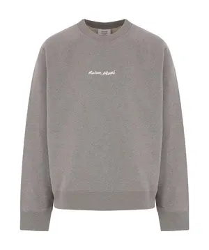 Maison Kitsuné Logo-embroidered Crewneck Sweatshirt - Gray