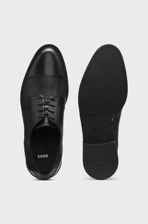 Hugo Boss Cap-toe Derby Shoes In Leather
