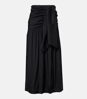 VIX PAULA HERMANNY Draped Midi Skirt - Black