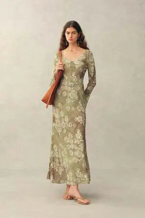 Fabrique Iris Handpainted Floral Viscose Maxi Dress