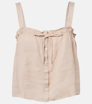 Velvet By Graham & Spencer Izzie Linen Top - Pink