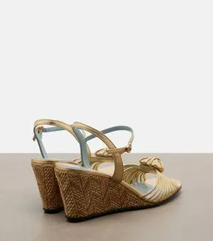 Valentino Garavani Cœur Royal Metallic Leather Wedge Sandals