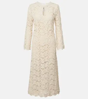 Velvet By Graham & Spencer Jovie Cotton-blend Guipure Lace Midi Dress - Beige