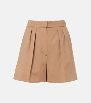 Max Mara Pleated Camel Hair Shorts - Beige