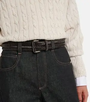 Brunello Cucinelli Monili Braided Leather Belt - Brown
