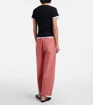 LESET Kyoto Cropped Cotton Wide-leg Pants