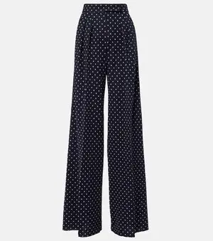 Max Mara Polka Dot Jersey Wide-leg Pants - Blue