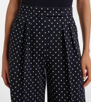 Max Mara Polka Dot Jersey Wide-leg Pants - Blue