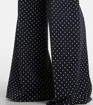 Max Mara Polka Dot Jersey Wide-leg Pants - Blue