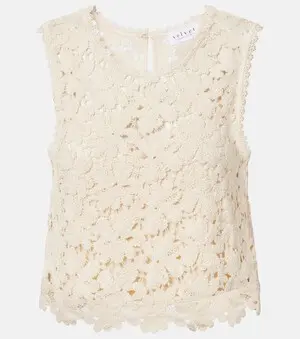 Velvet By Graham & Spencer Simona Guipure Lace Cotton-blend Tank Top - Beige