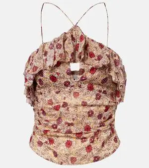 MARANT ETOILE Dijimia Printed Ruffled Cotton Top - Multicoloured