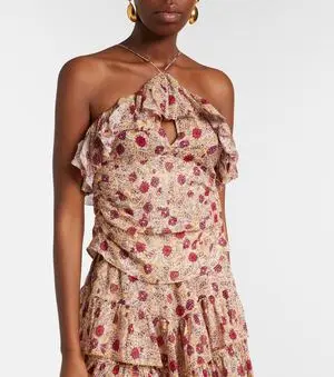 MARANT ETOILE Dijimia Printed Ruffled Cotton Top