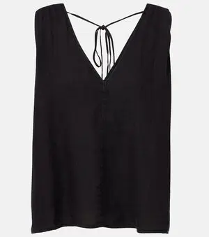 Velvet By Graham & Spencer Renna Linen Top - Black