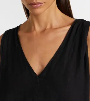 Velvet By Graham & Spencer Renna Linen Top - Black