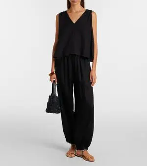 Velvet By Graham & Spencer Renna Linen Top - Black