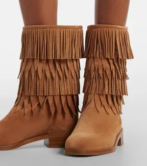 AQUAZZURA Suede Mid-calf Boots - Beige