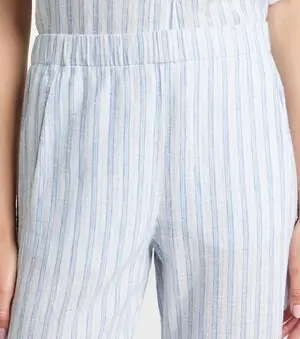 Velvet By Graham & Spencer Evony Cotton And Linen Wide-leg Pants