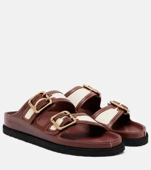 BIRKENSTOCK Arizona Leather And Canvas Sandals - Brown