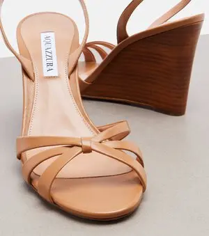 AQUAZZURA Tati Leather Wedge Sandals